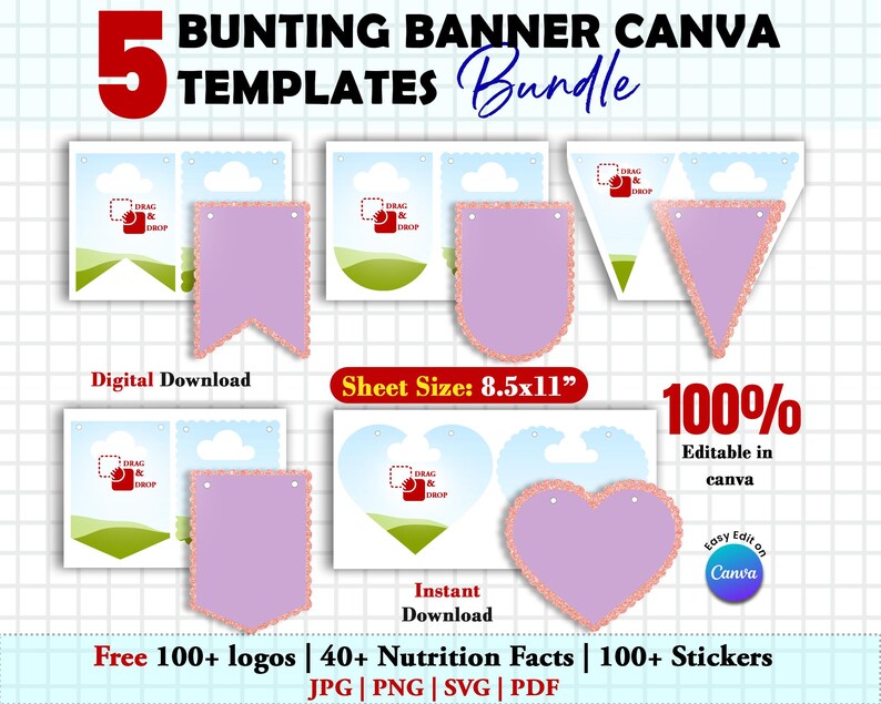 Scallop Banner SVG, 2 Layers, Bunting Svg, Bunting Flag Clipart ...