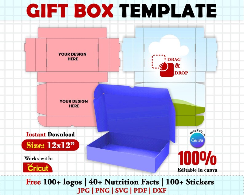 Rectangle Box Template, Rectangular Box, Shipping Box, Rectangle Gift Box, Classic Box, Simple ...