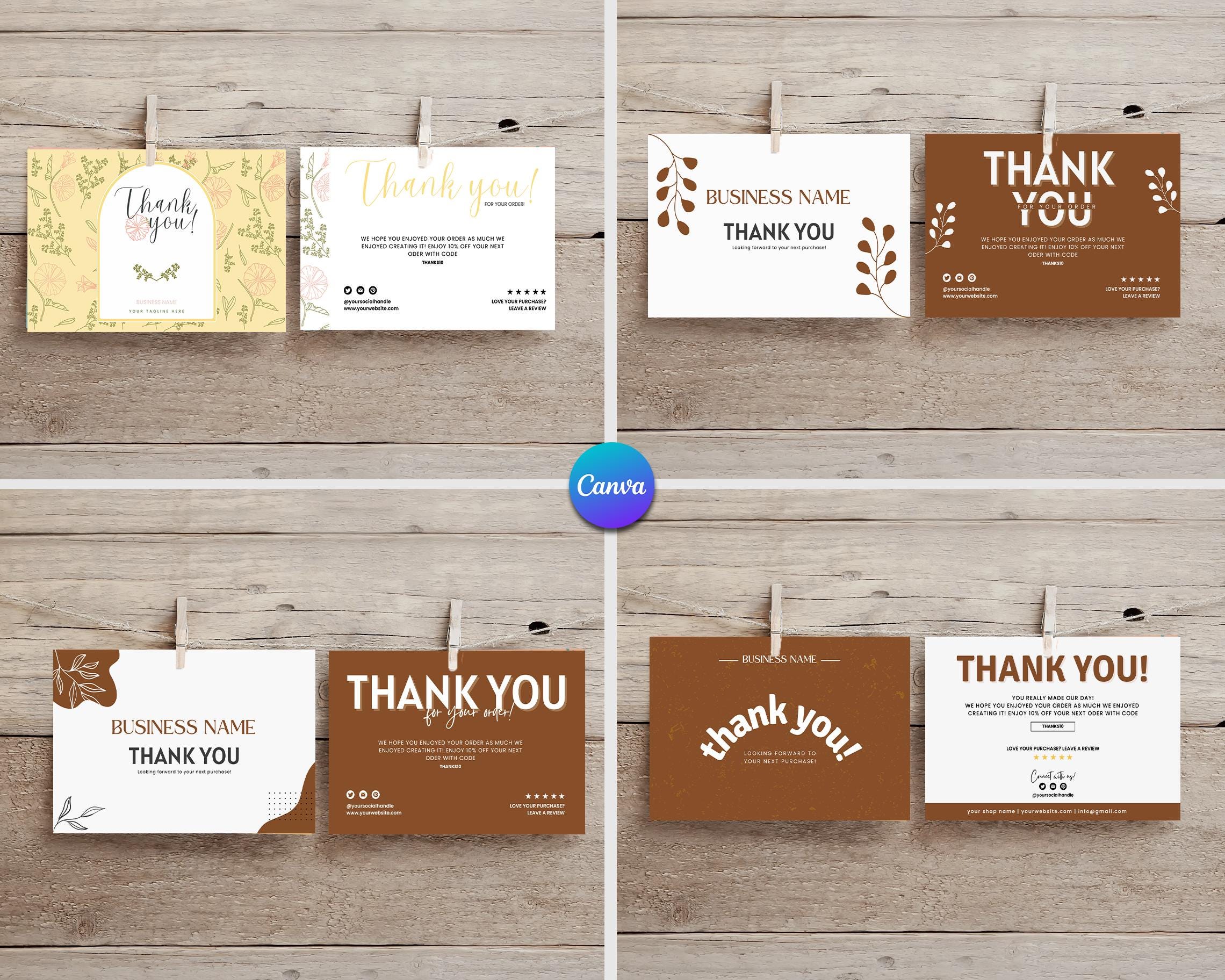Small Business Thank You Card, DIY Marketing Cards, Thank You for Order ...
