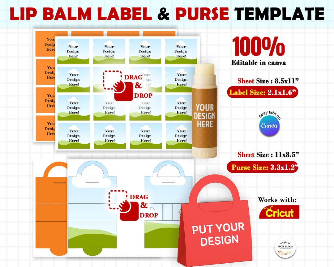 Lip Balm Label Editable Canva Template, Lip Balm Wrap Packaging, Lip ...