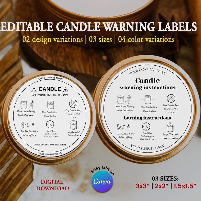 Candle Warning Labels - Etsy
