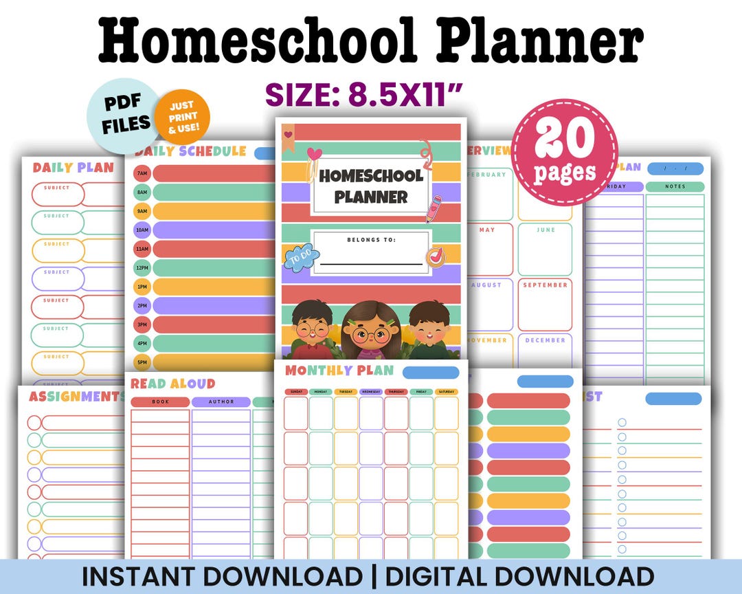 Homeschool Planner Printable Lesson Planner Weekly Planner Schedule ...