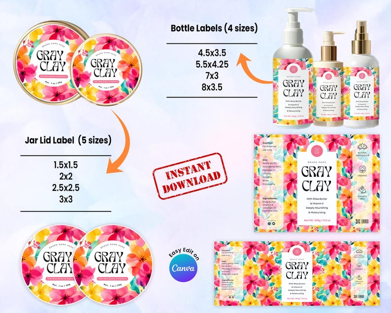 Editable Cosmetic Label Templates, Stylish Cosmetic Product Label ...