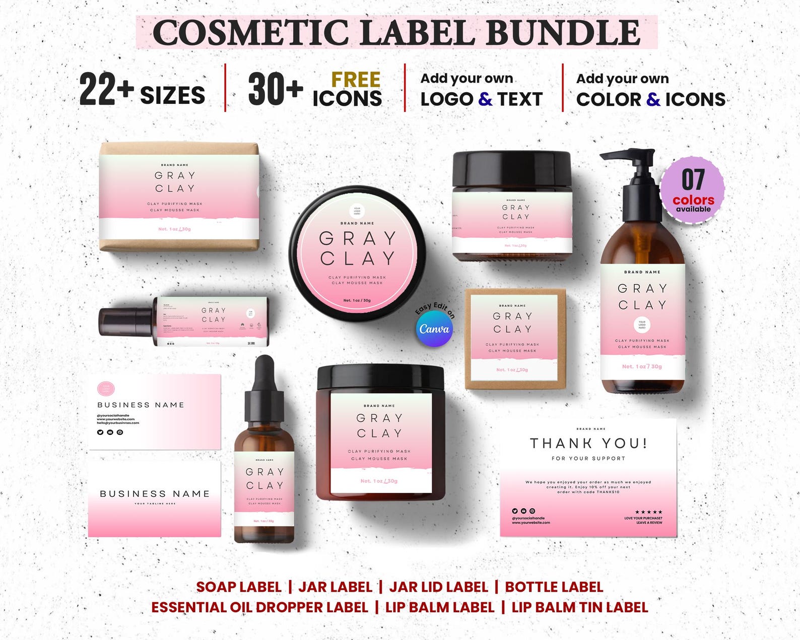 Editable Cosmetic Label Templates, Stylish Cosmetic Product Label ...