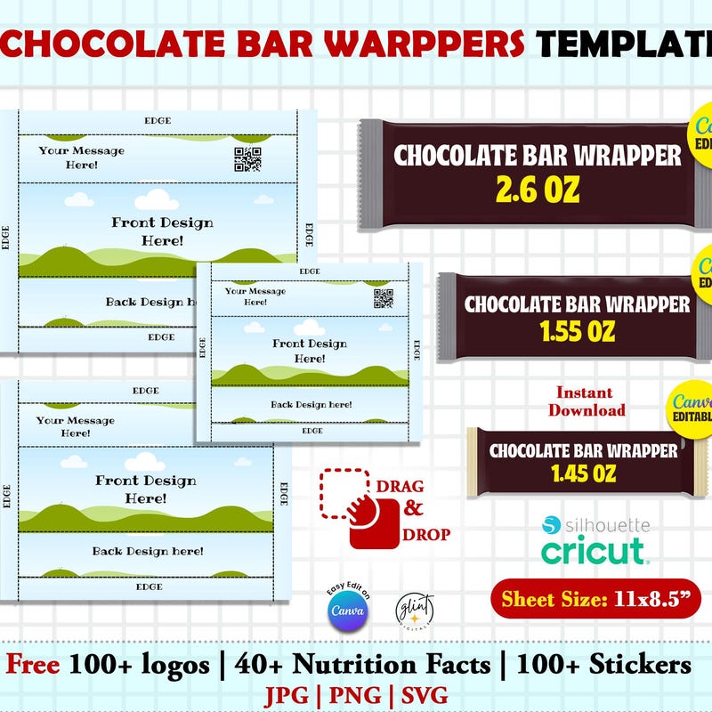 Snack Bar Wrapper Template - Etsy
