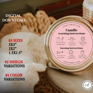 Candle Warning Labels | Editable Canva Templates | Printable Round ...