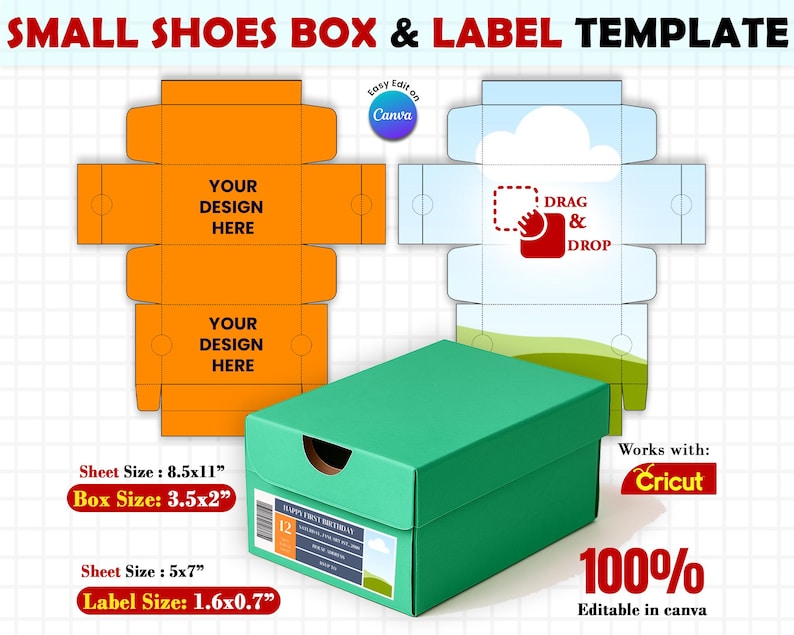 Sneaker Shoebox SVG, Mini Tiny Small Shoebox Template, Cricut or ...