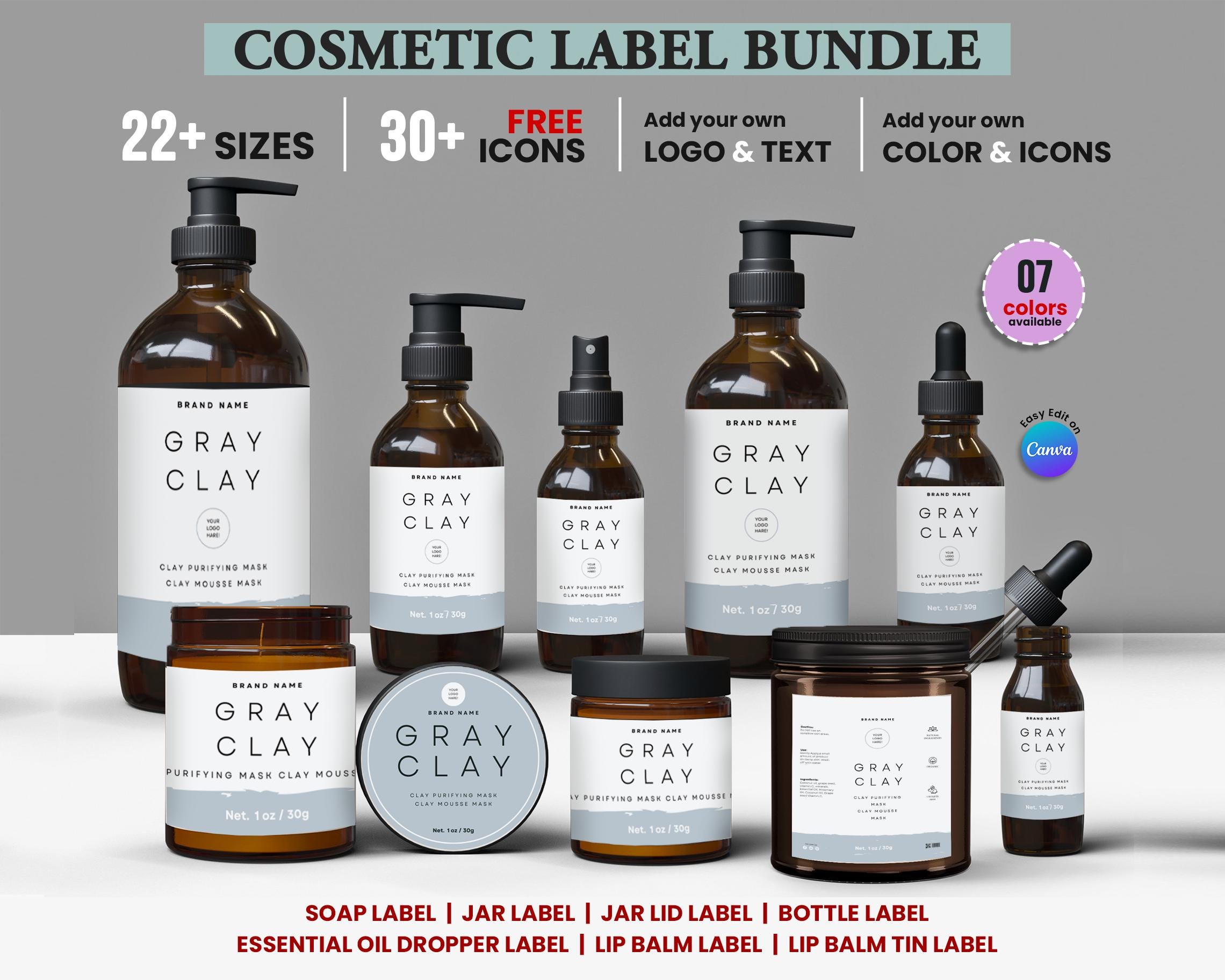 Editable Cosmetic Label Templates, Stylish Cosmetic Product Label ...