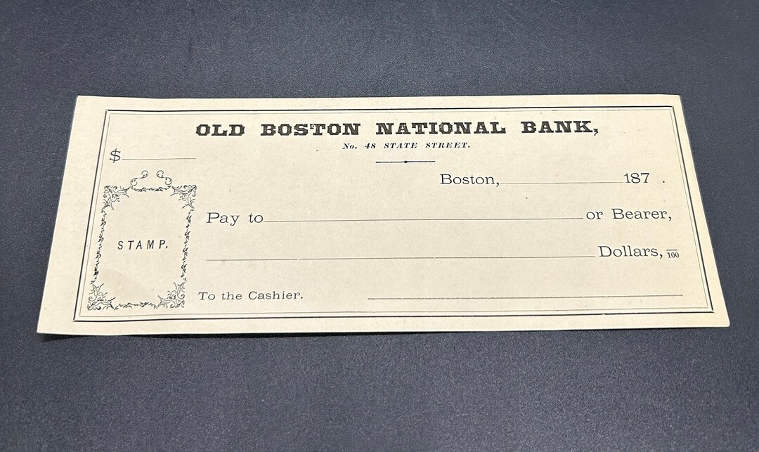 Old Stone National Bank Check 1800's Blank 7 X 2.25 Inches - Etsy