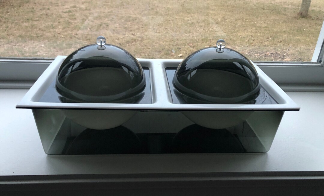 Chilled Bowl With Lid and Ice Reservoir, Bubble Top Plastic Lucite ...