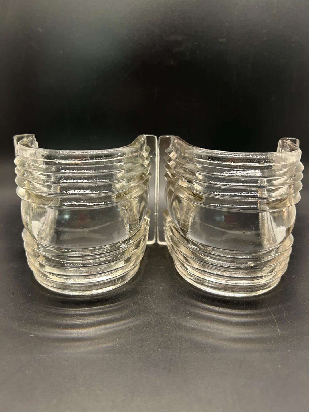 Pair of Vintage Large Clear Glass Boat Lens Anchor Light? or Navigation ...