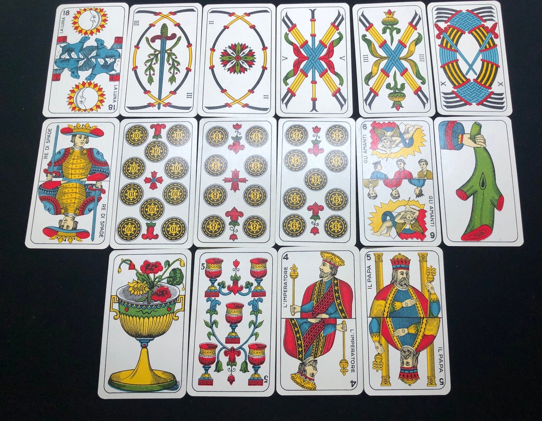 16 Vintage Centre Italian Playing Cards Tarot Card Games Astrology ...