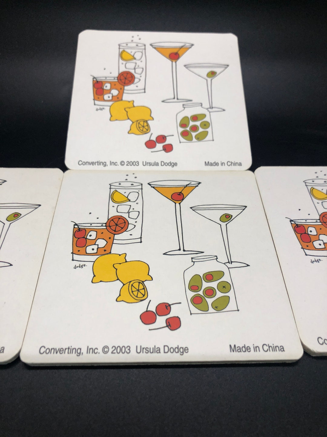 Set of Four Ursula Dodge Cardboard Drink Coasters Converting, Inc 2003 ...