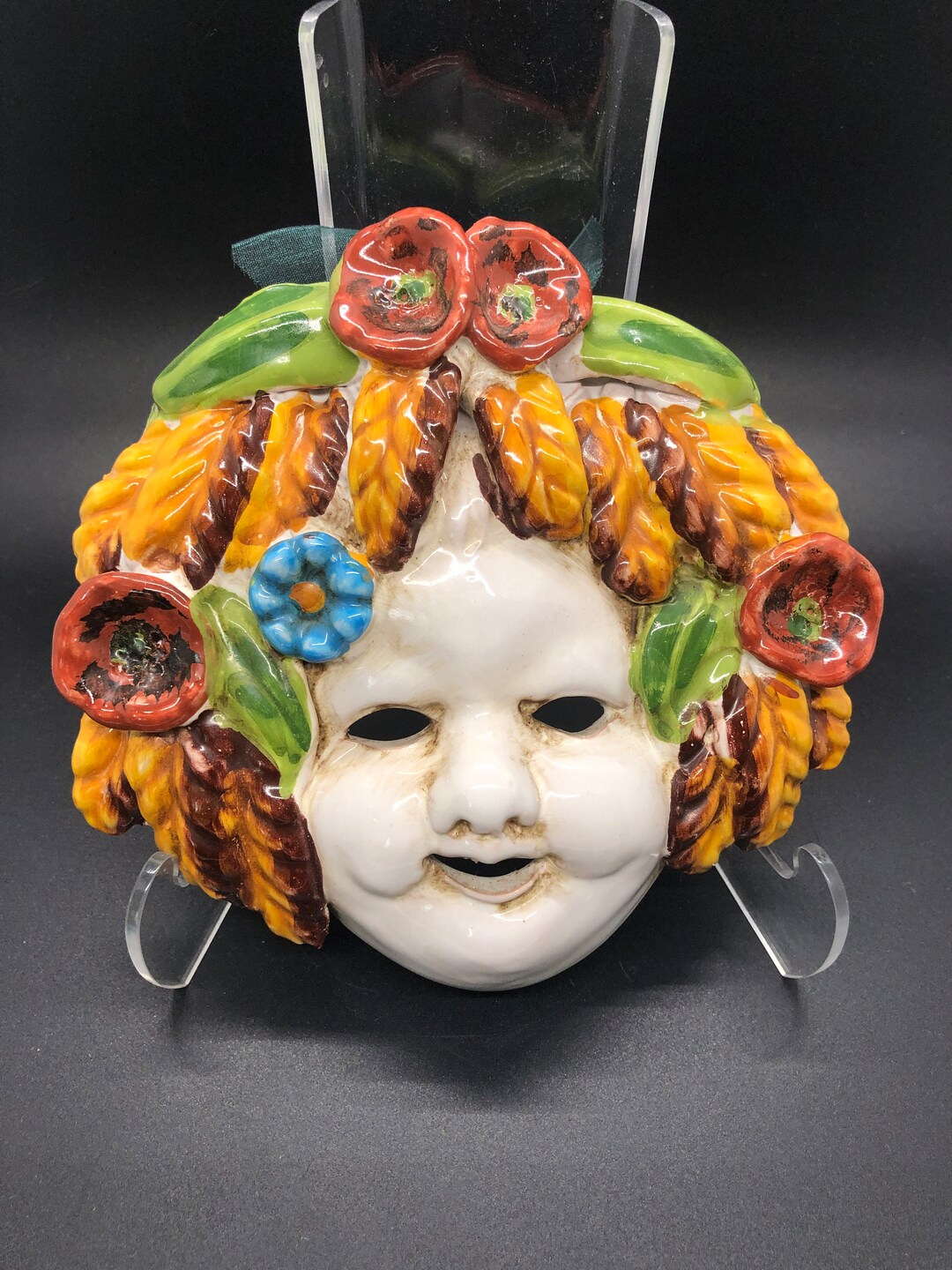 Beautiful Handmade and Hand Painted Italian Ceramic Mask Adorned With ...