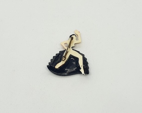 Antique Art Deco Plastic 'Dancing Lady' Brooch Pin - Gem