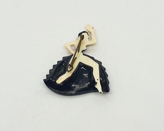 Antique Art Deco Plastic 'Dancing Lady' Brooch Pin - Gem
