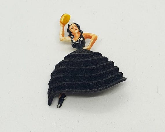 Antique Art Deco Plastic 'Dancing Lady' Brooch Pin - Gem