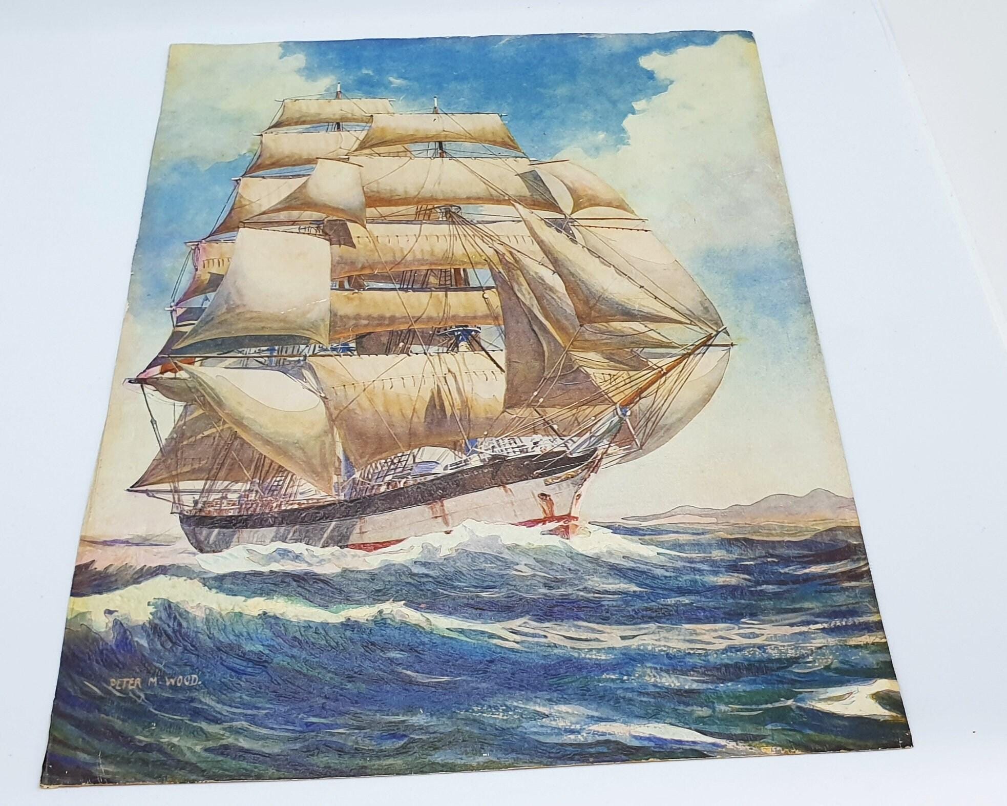 Vintage Peter M. Wood Tall Sailing Ship PRINT. "the Alastor", C1970 ...
