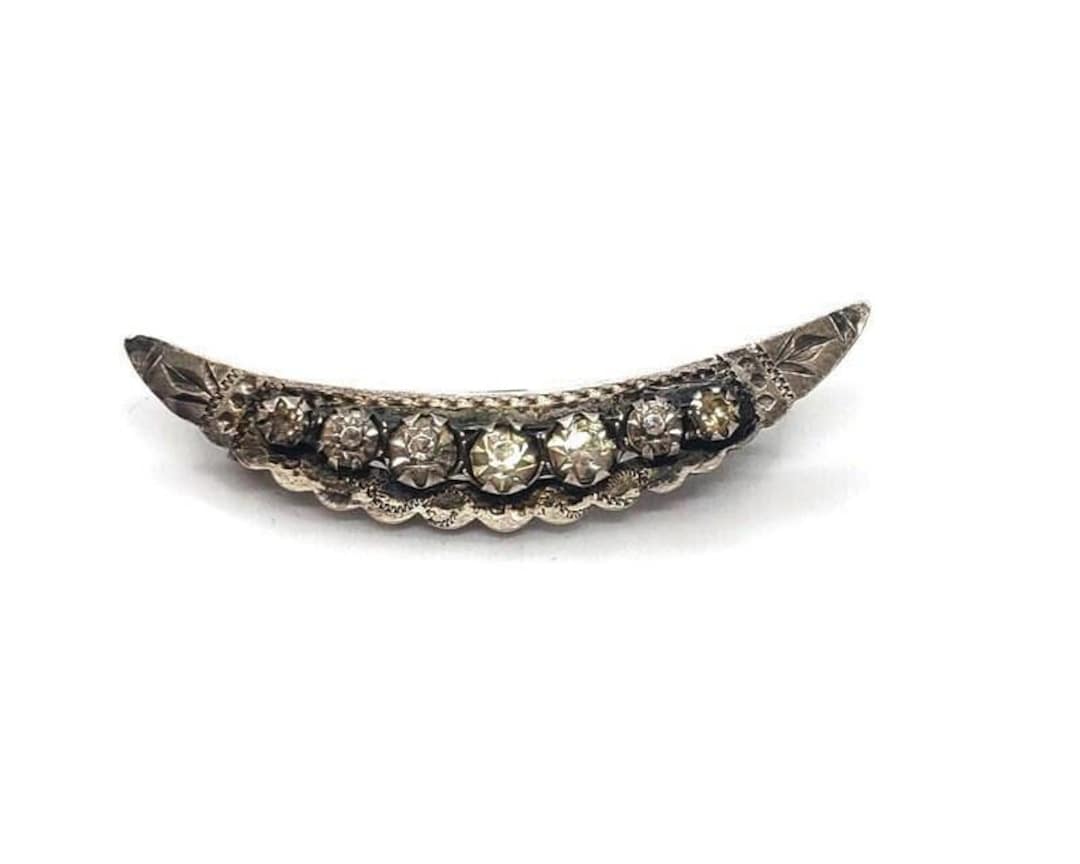 Art Nouveau Sterling Silver Moon Brooch: Antique Edwardian Pin ...