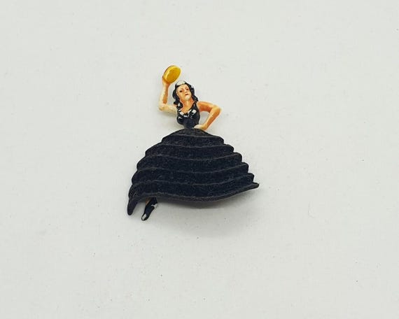 Antique Art Deco Plastic 'Dancing Lady' Brooch Pin - Gem