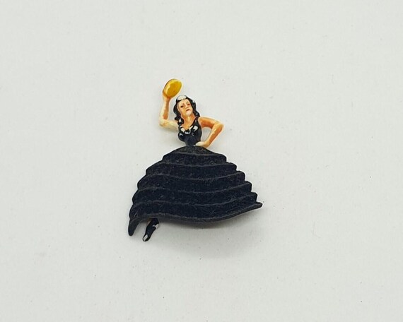 Antique Art Deco Plastic 'Dancing Lady' Brooch Pin - Gem