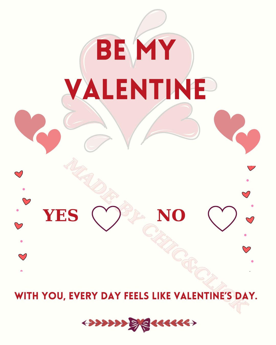 Printable Valentines Day Sign Be My Valentine Check Yes or No, Cute ...