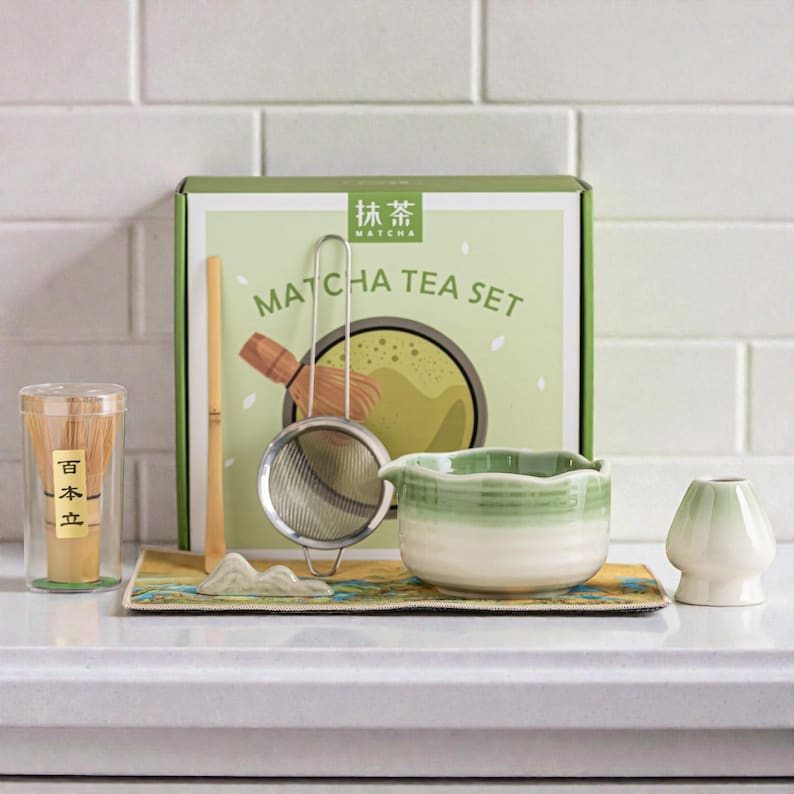 7-piece Ceramic Matcha Tea Set, Threaded Chawan Bowl, Japanese Tea ...