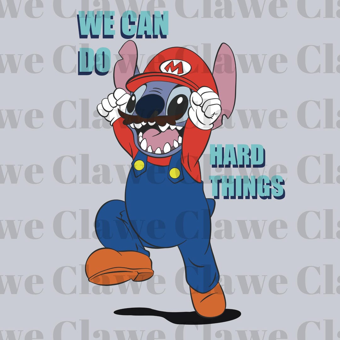 Stitch Mario PNG, Stitch Watercolor Art Print, Hand-painted Digital ...