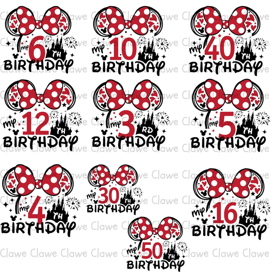 Minnie Mouse Birthday Bundle, 10 Black Birthday Designs, My Birthday ...