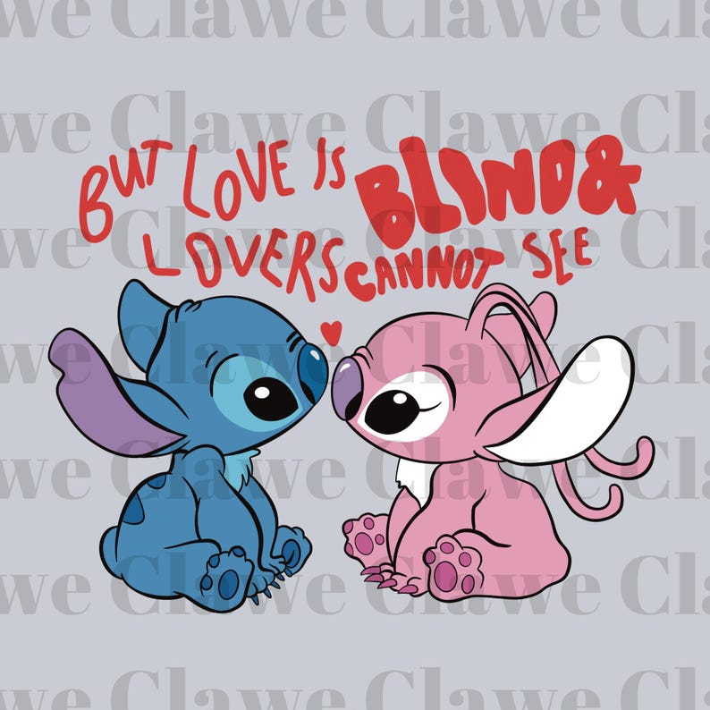 Stitch & Angel Couple Digital Art, Cute Alien Love Printable ...
