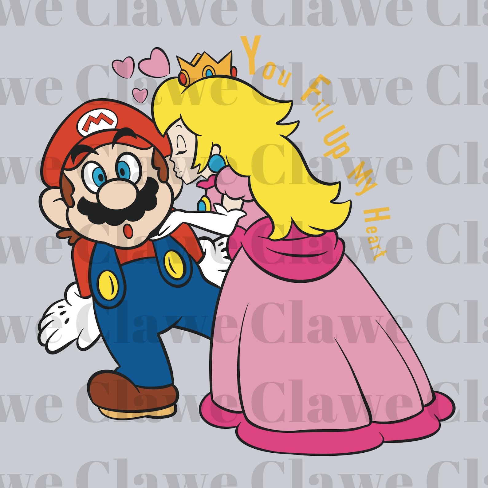 Super Mario & Princess Peach Kiss Png, Mario Princess You Fill up My ...