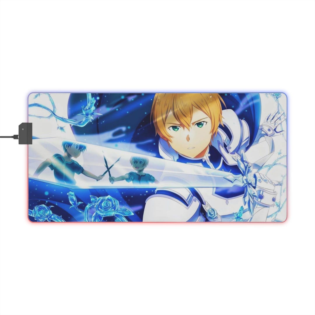 LED Gaming Mouse Pad With Anime Artwork, Eugeo Sword Art Online, Kirito ...