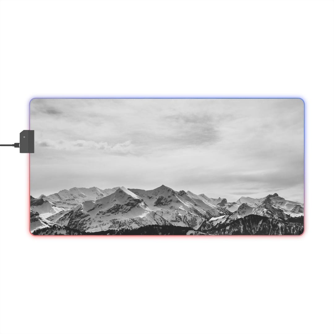 RGB Desk Mat LED Gaming Mouse Pad With Mountain Design, Non-slip Base ...