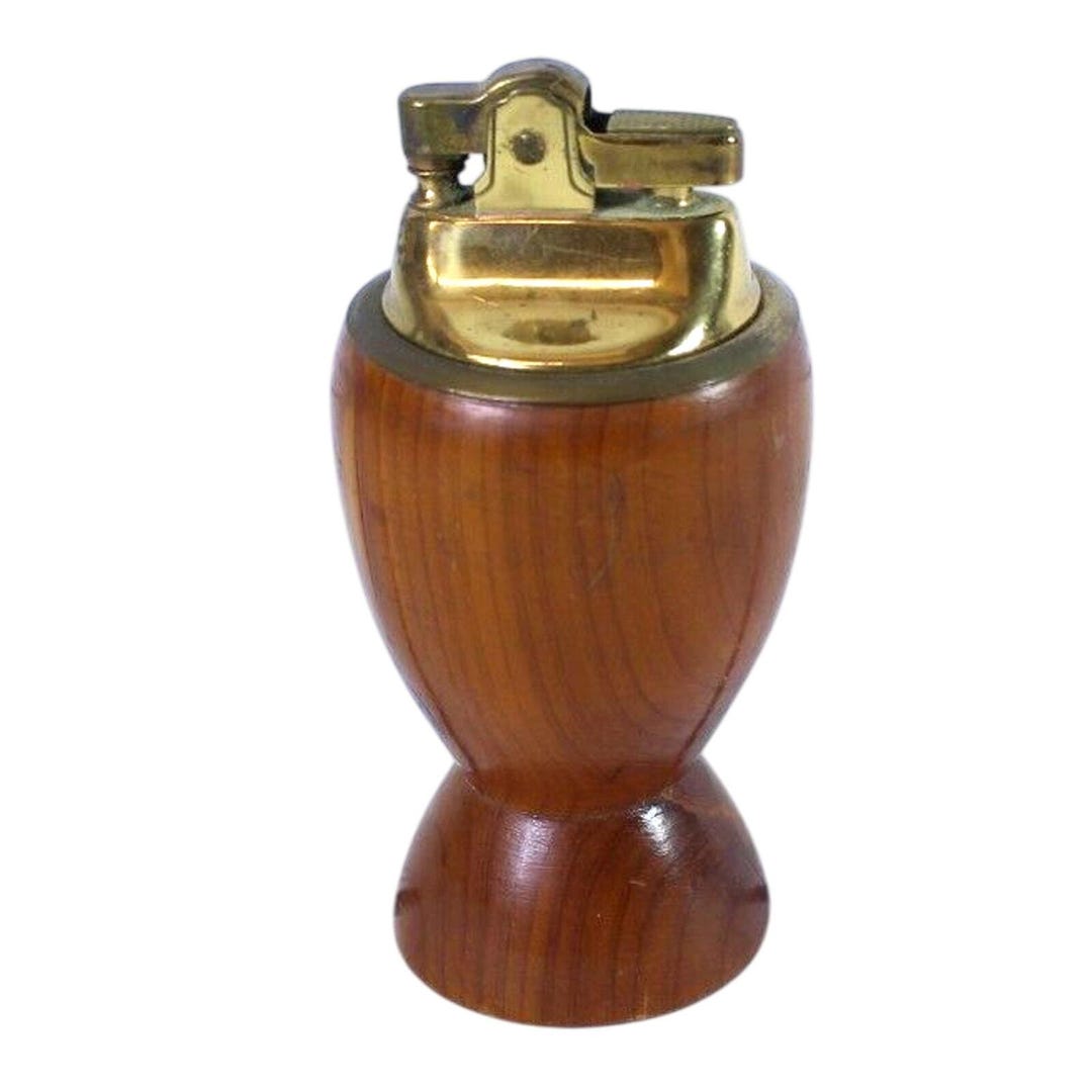 Vintage Desk Lighter Wood and Brass Art Deco Style Lighter - Etsy