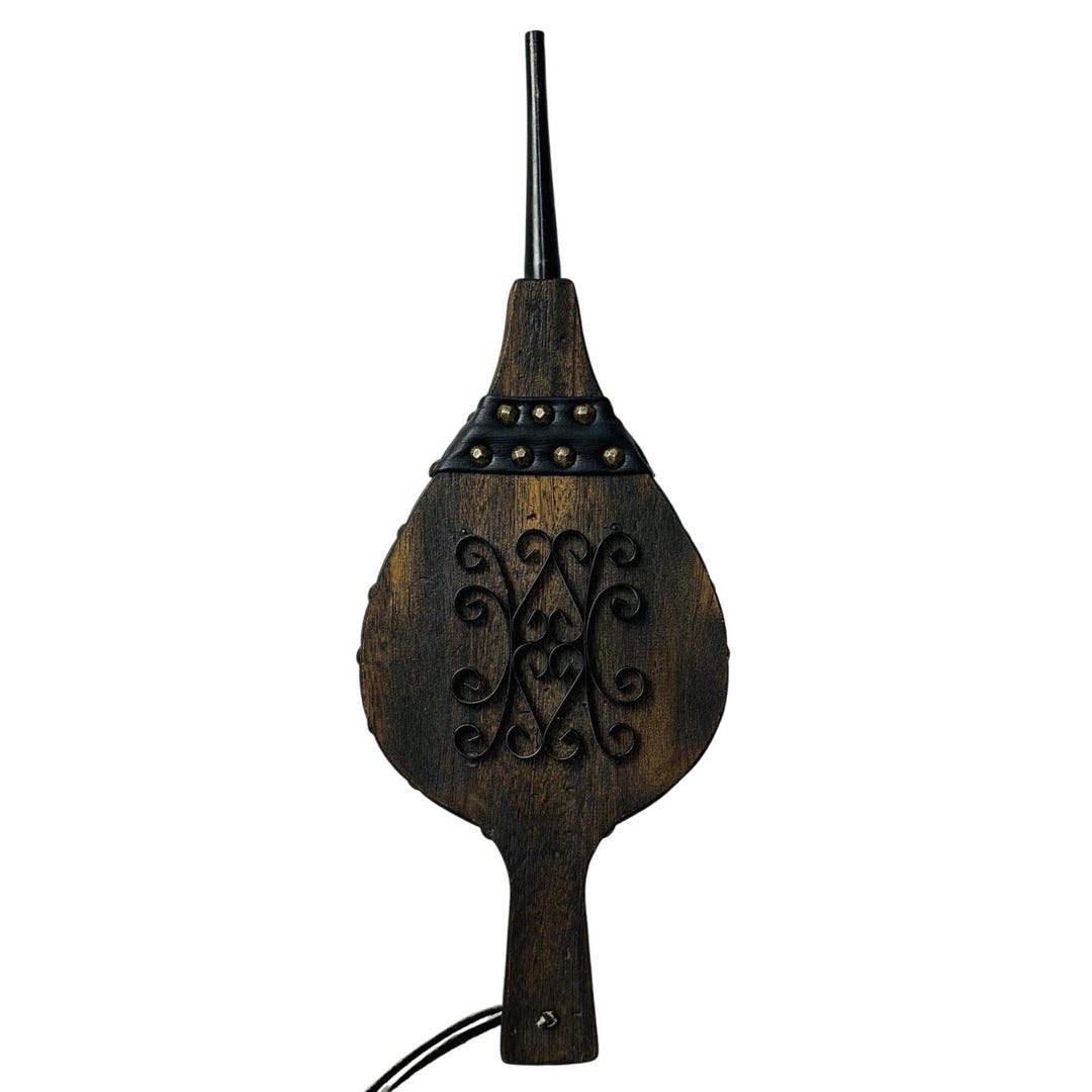 Vintage Japanese Wooden & Leather Fireplace Bellows 20” Handcrafted in ...