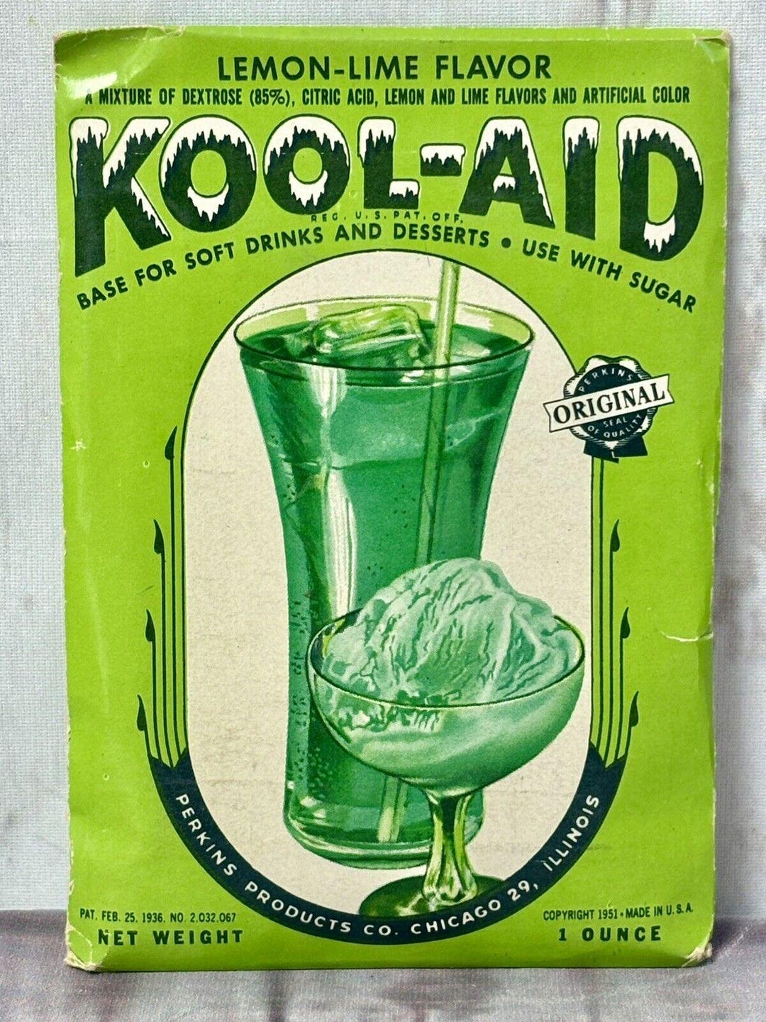 Vintage 1951 Kool-aid Lemon Lime Flavor Packet Unused Full Rare ...