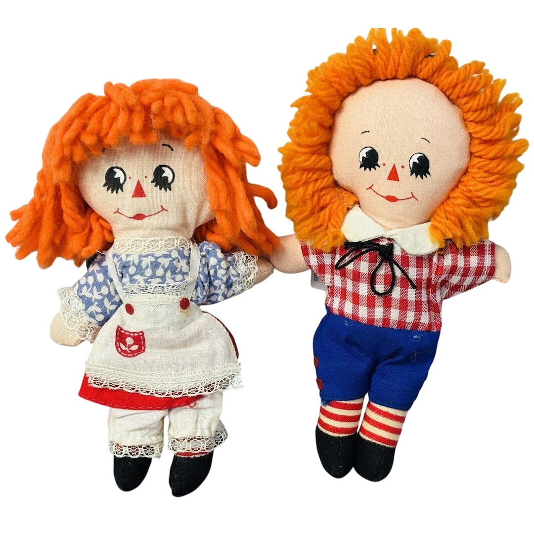 Vintage Raggedy Ann & Andy Dolls Hallmark Knickerbocker Toy Co. 6” Tall ...
