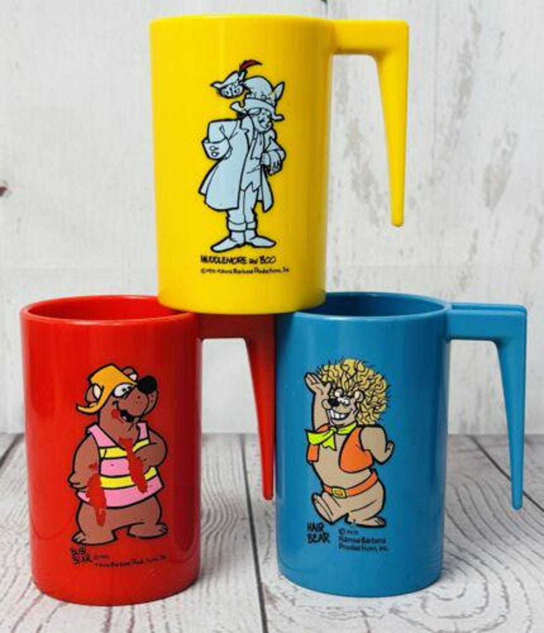 3 - 1971 Hanna Barbera Cartoon Cups Hair Bear, Bubi Bear, Muddlemore ...