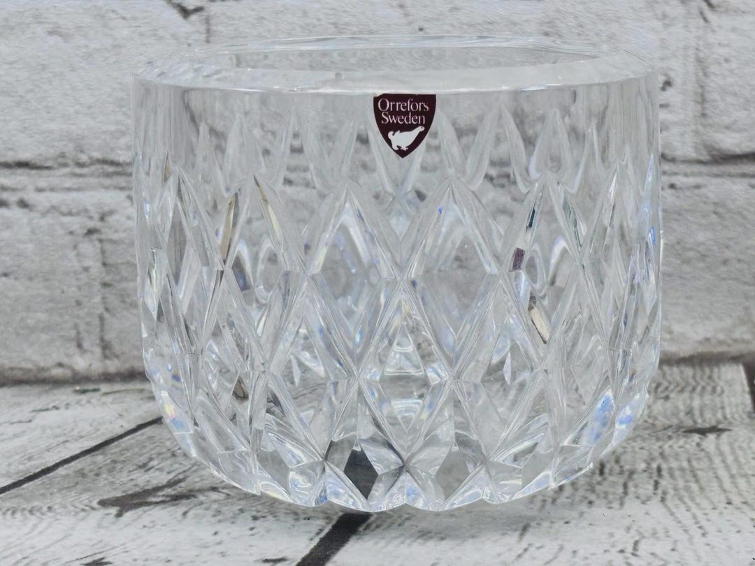 Vintage Cut Glass Orrefors Sweden Retired Elizabeth Pattern Vase Tag ...