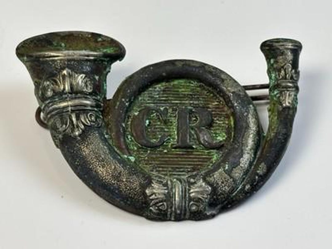 Carlow Rifles Victorian Brass Bugle Cap Badge CR Irish Volunteer Unit ...