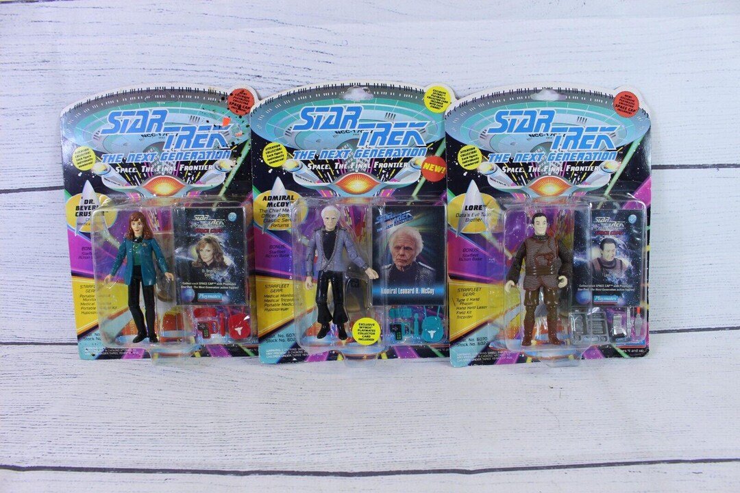 3 STAR TREK Next Generation Action Figures Beverly Crusher, Lore ...