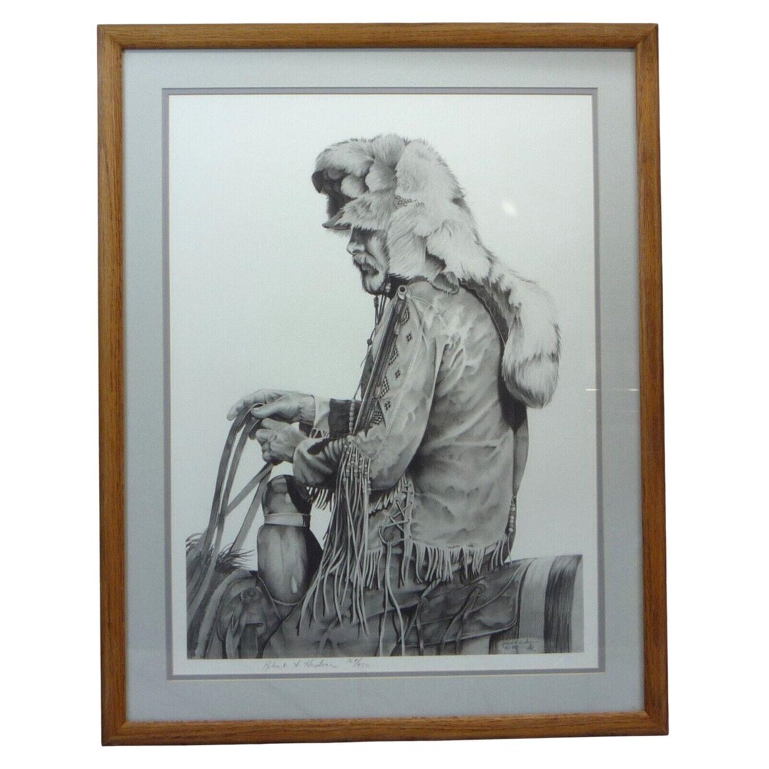 Robert A. Hudson Hat of Silver Fox Mountain Man Pencil Drawn Signed Print 29x23 - Etsy