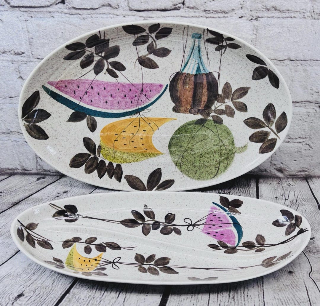 Vintage Red Wing Tampico Platter & Divided Serving Dish Set 1950s Hand ...