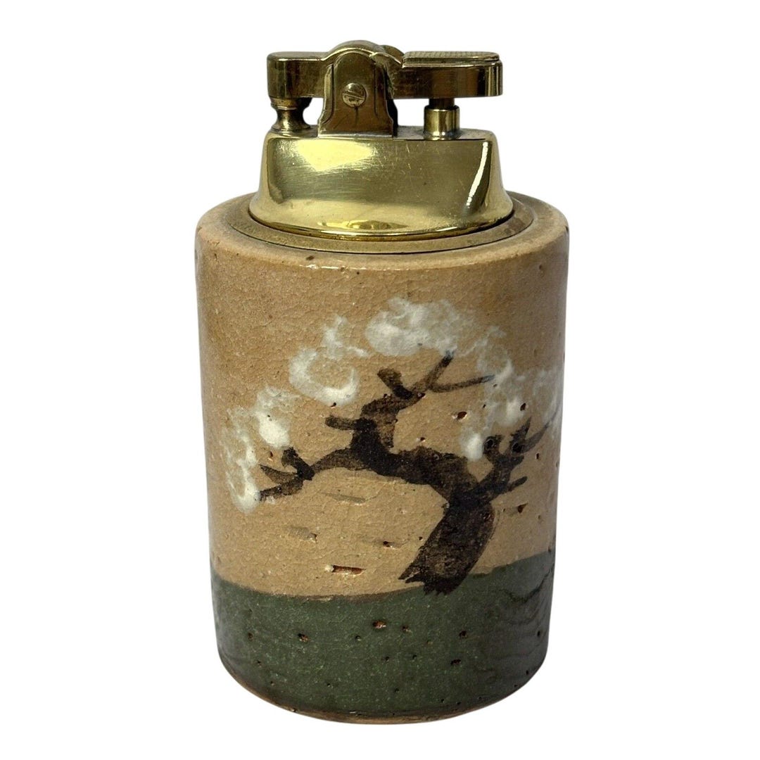 Vintage MCM Table Lighter Japan Stoneware Hand Painted 4” Tall Needs ...