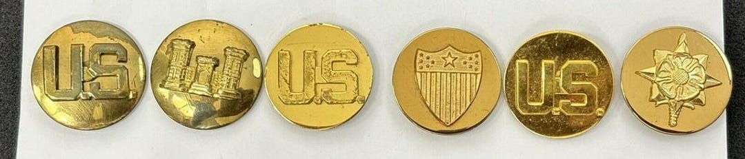 Lot of 6 US Army Enlisted Branch Insignia Collar Pins Engineer Adjutant ...