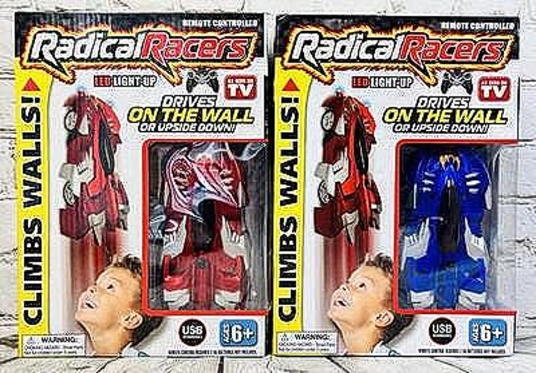 Radical Racers Wall Climbing RC Cars Lot of 2 Red & Blue USB ...