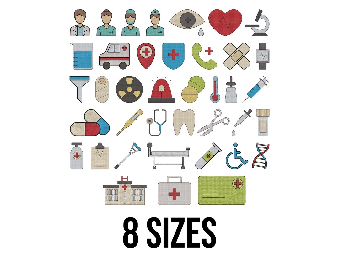Doctor Set Embroidery Design - Nurse Set Embroidery Design - Medical ...