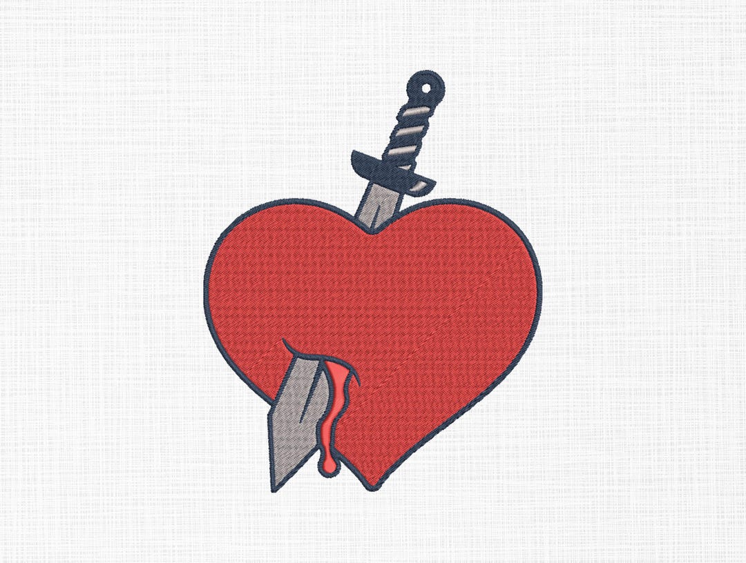 Sword Pierced Heart Embroidery Design - Heart Sword Embroidery Files ...