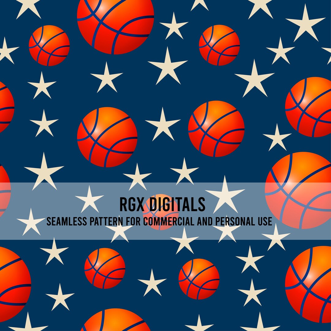 Basketball and Stars Seamless Pattern, Basketball Design, Custom ...