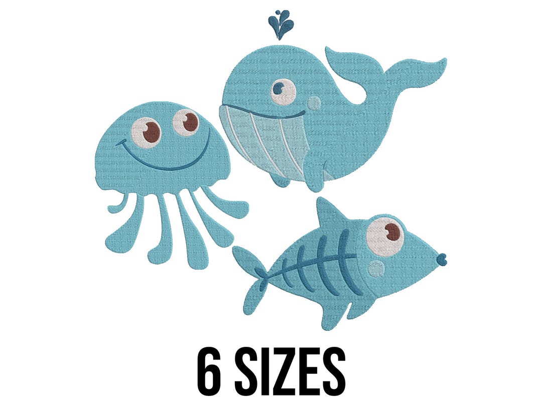 Underwater Animals Bundle Embroidery Design - Sea Animals Bundle ...